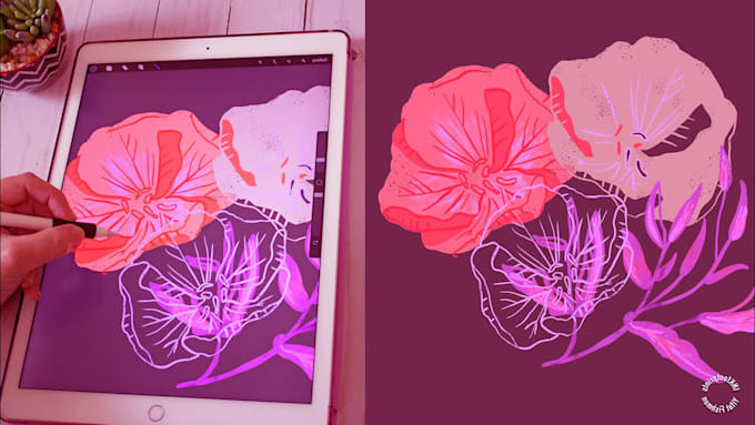 Drow botanical illustration of flowers, plants, line art by Tumeri | Fiverr