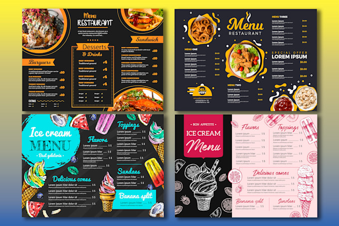 Do fun restaurant food menu design, menu card, menu board, digital by ...