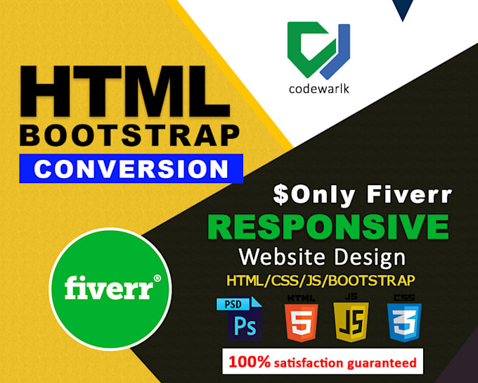 Convert psd to html responsive bootstrap 4 by Codewarelk | Fiverr