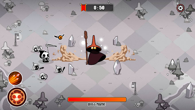 Make a 2d game graphic ui, menus and buttons, mockup animation by ...