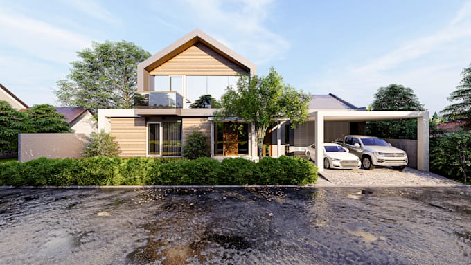 Create a realistic exterior render for a small building by Yuanmulyadi ...