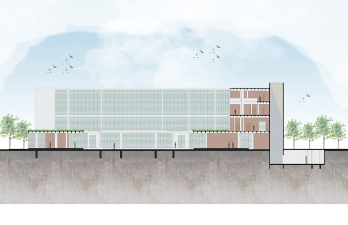 Render architectural sections on photoshop or adobe illustrator by ...