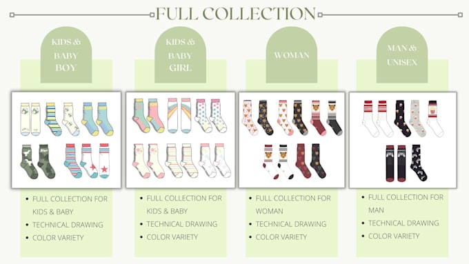 Design creative collection and tech pack of socks for you by ...