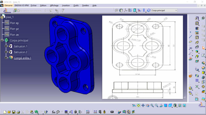 Design 2d and 3d models in catia v5 by Aminakottat | Fiverr