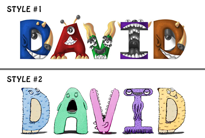 Create a name in fun monster letters by Adorablenames | Fiverr