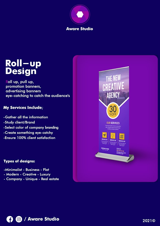 Design a roll up or pull down for any business by Walid_oud | Fiverr