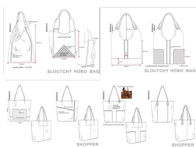 Do bags designing with technical drawings and spec sheet by Karma_91 ...
