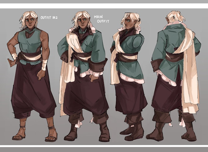 Draw a 3 point character turnaround by Liorlen | Fiverr