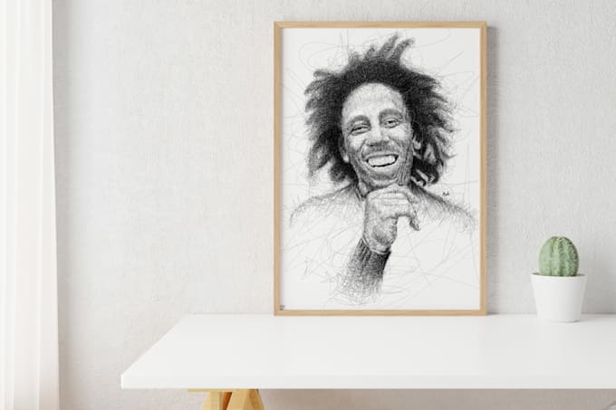 Scribble portraits to bob marley by Midoali2020 | Fiverr