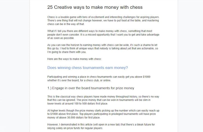 Write a long article about chess by Mstephenvargas | Fiverr
