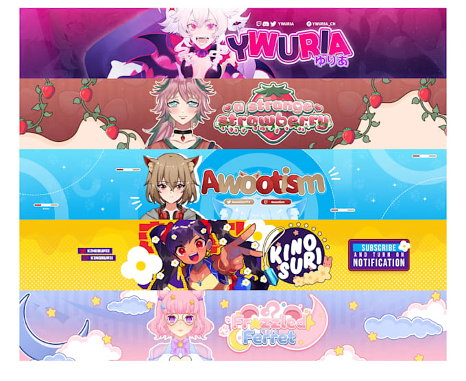 Design cute anime vtuber banner youtube, twitch, twitter by Pradaestr ...