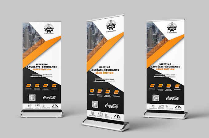 Design a unique roll up banner with a free qr code by Anasslab | Fiverr
