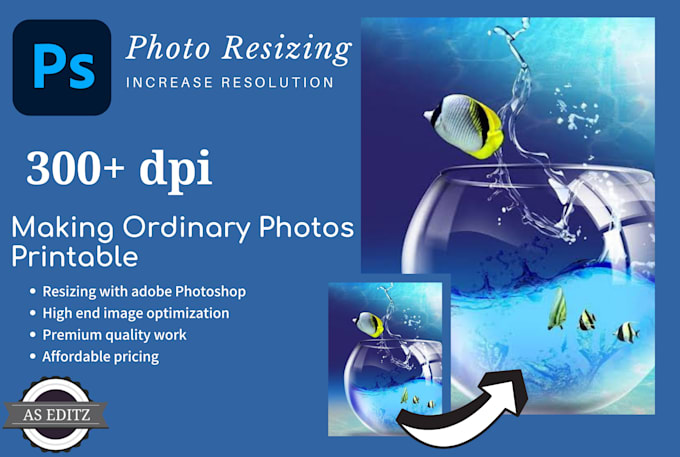 Increase resolution 300 dpi, resize photo, crop image and resize image ...