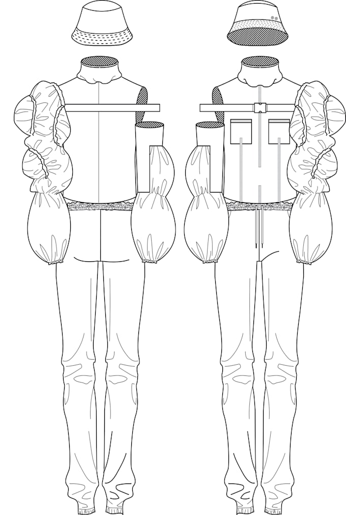 Illustrate your garment into a technical drawing by Rosape102 | Fiverr