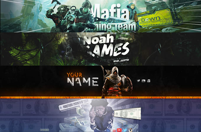 Create an epic youtube banner design by Noah_griffin | Fiverr