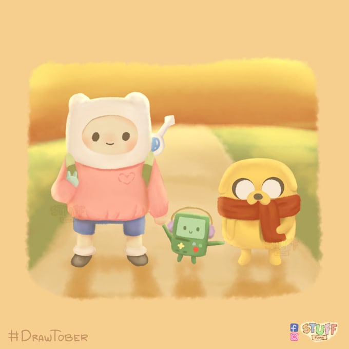 Draw lineless cute illustrations in this warm cozy style by Aku_desu ...