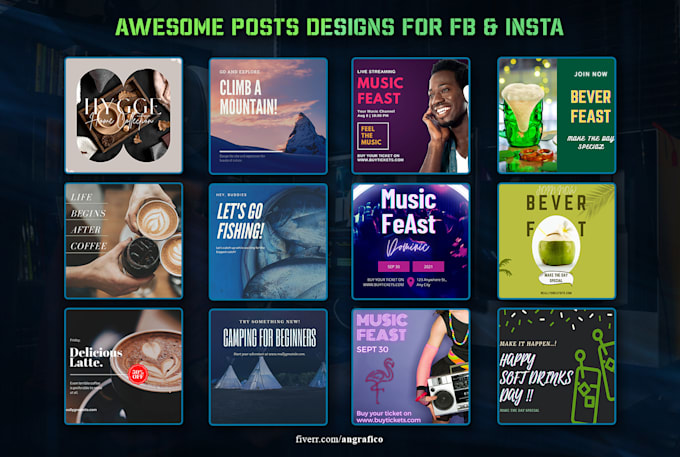 Create 30 unique social media posts designs for 30 days by Angrafico ...
