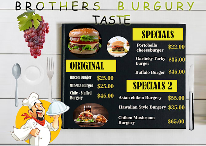 Design eye catching restaurant menu, food menu design by Srichathu | Fiverr