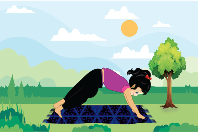 Draw vector baby, kid, children, yoga, workout, exercises, medical ...