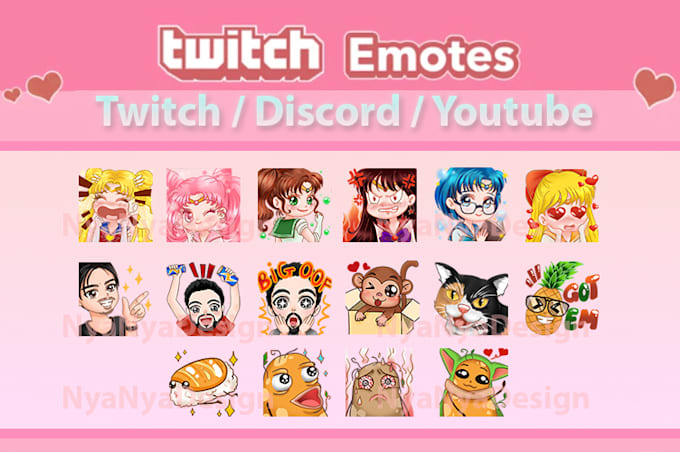 Draw Cute Custom Emotes Sub Badges Stickers For Twitch By Huenphamnya