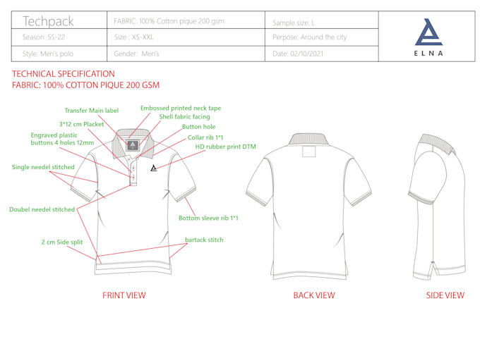 Do your polo shirt tech pack for production by Biddut2255 | Fiverr