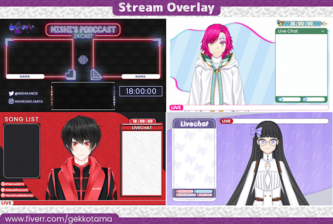Design stream overlay for vtuber twitch, youtube stream overlays by ...