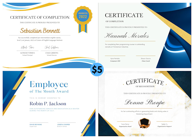 Create and design print ready certificates by Areeshaalb | Fiverr