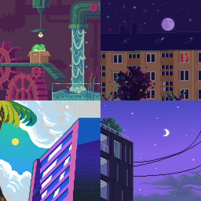 Create a pixelart background or scenery for your project by Sansh_pixel ...
