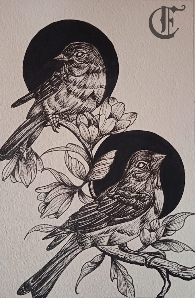 Make a blackwork drawing by Eucarisart | Fiverr