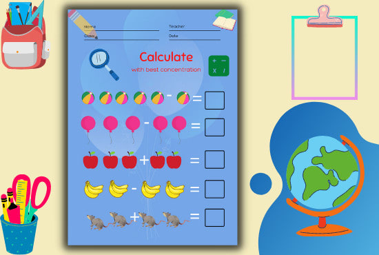 Design colorful kindergarten worksheet or children worksheet by ...