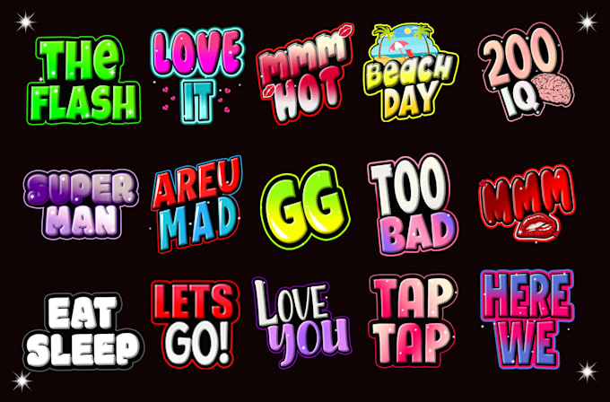 Design amazing text emotes word emotes for twitch by Graphy_queen | Fiverr