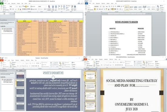 Do 3 types of work, projects, on microsoft office word, excel, and ...