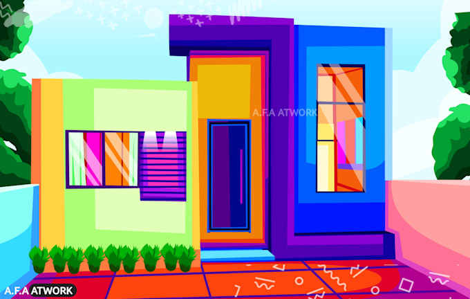 Colorful pop art landscape building by Faizbi | Fiverr