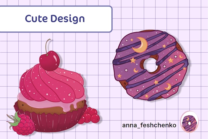 Draw food, desset, cake illustration in my cute style by Anna ...