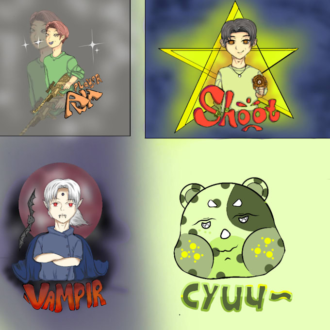 Design a gaming and food logo, and sticker in anime and chibi style by ...