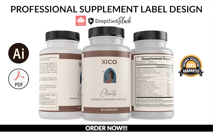 Do minimalist supplement label design and product packaging by Bamlekz ...