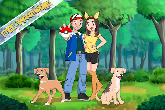 Draw your portrait in pokemon anime style by Ahdillustration | Fiverr