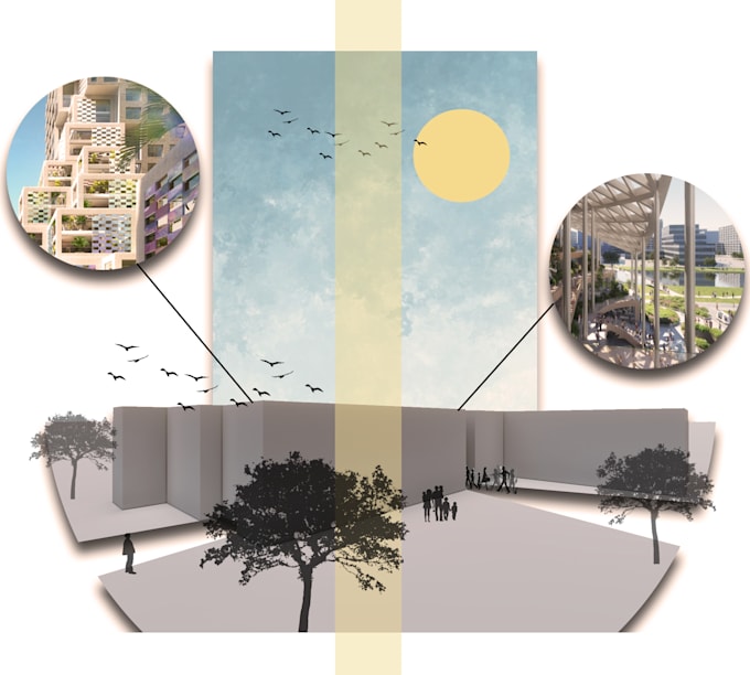 Create architectural conceptual sketches, collages, diagram by ...