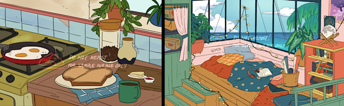 Draw 2d background cartoon illustration for animation, streaming, and ...