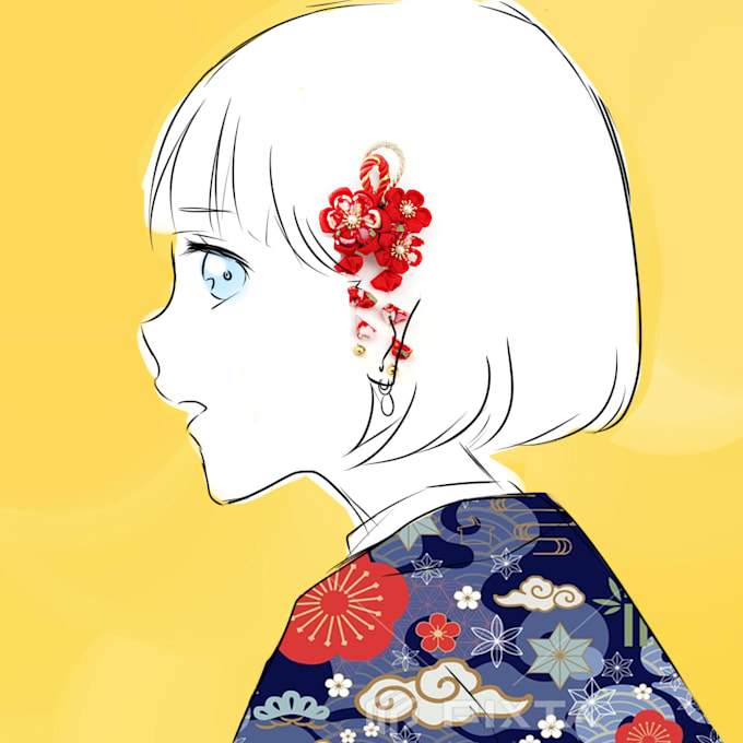 Draw cute digital art human with or without simple background by Karkei ...