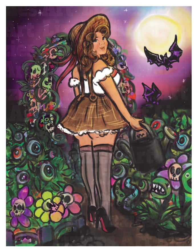 Draw a custom vintage pinup style illustration for you by Lizziefen ...