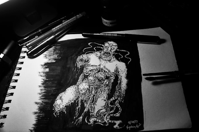 Create horror, dark art, metal, gore, and tattoo illustrations by ...