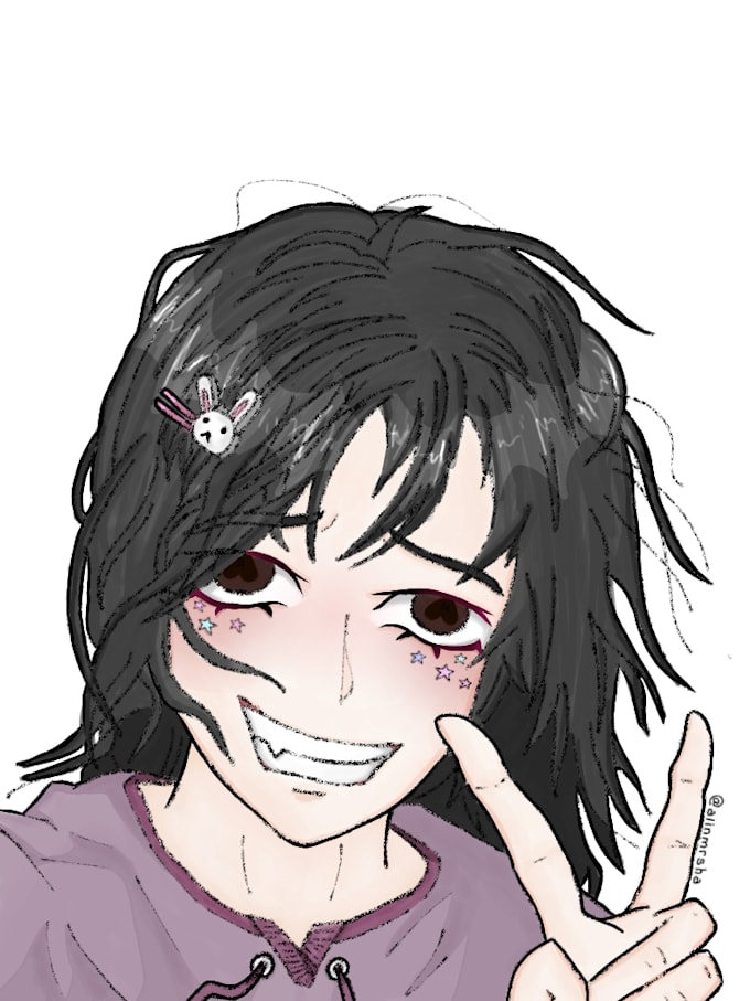 Draw a simple character half body in my style by Alinmrsha | Fiverr