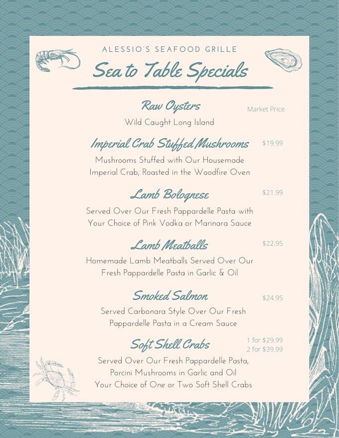 Customized menus for businesses by Pnicole95 | Fiverr