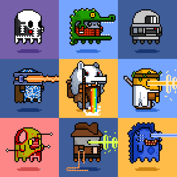 Draw a pixel nft custom for your business by Cowsheads | Fiverr