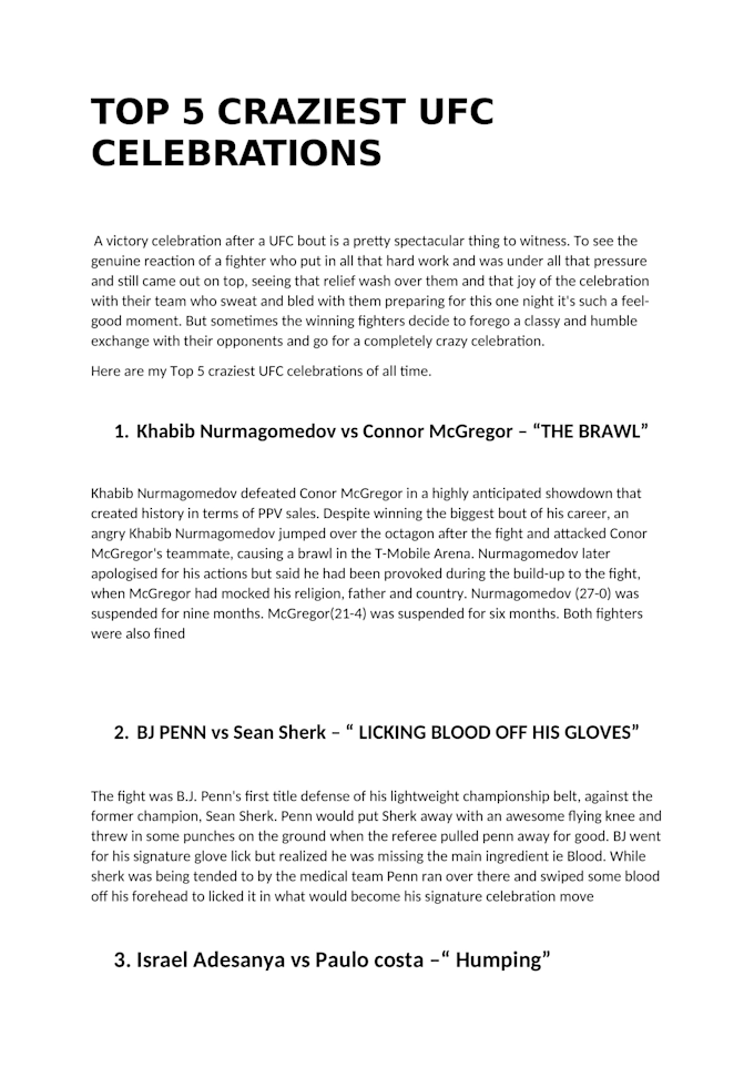 Write boxing, mma, wwe blogs, articles and youtube scripts by ...