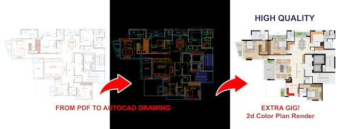 Do architectural drawing in autocad or convert a pdf to cad by ...