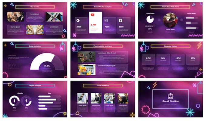 Make an neon ppt template by Matiesiscool | Fiverr