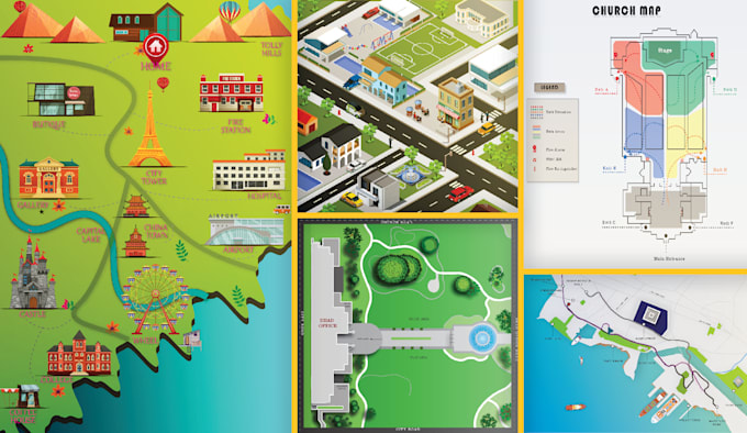 Draw unique cartoonic fantasy vector map, event maps, city maps ...