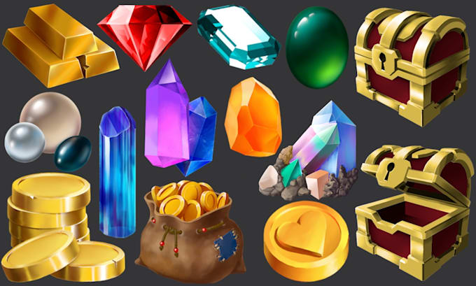 Create a 2d icons, objects, set and assets for you game by Nptaha | Fiverr